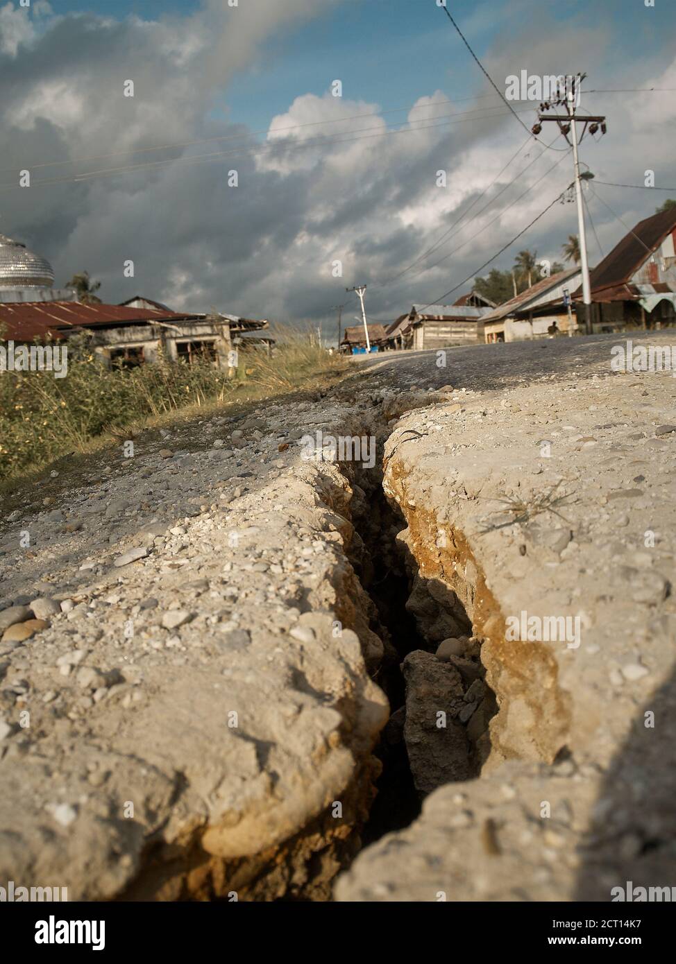 Damaged and Cracked road surface after earthquake Stock Photo - Alamy