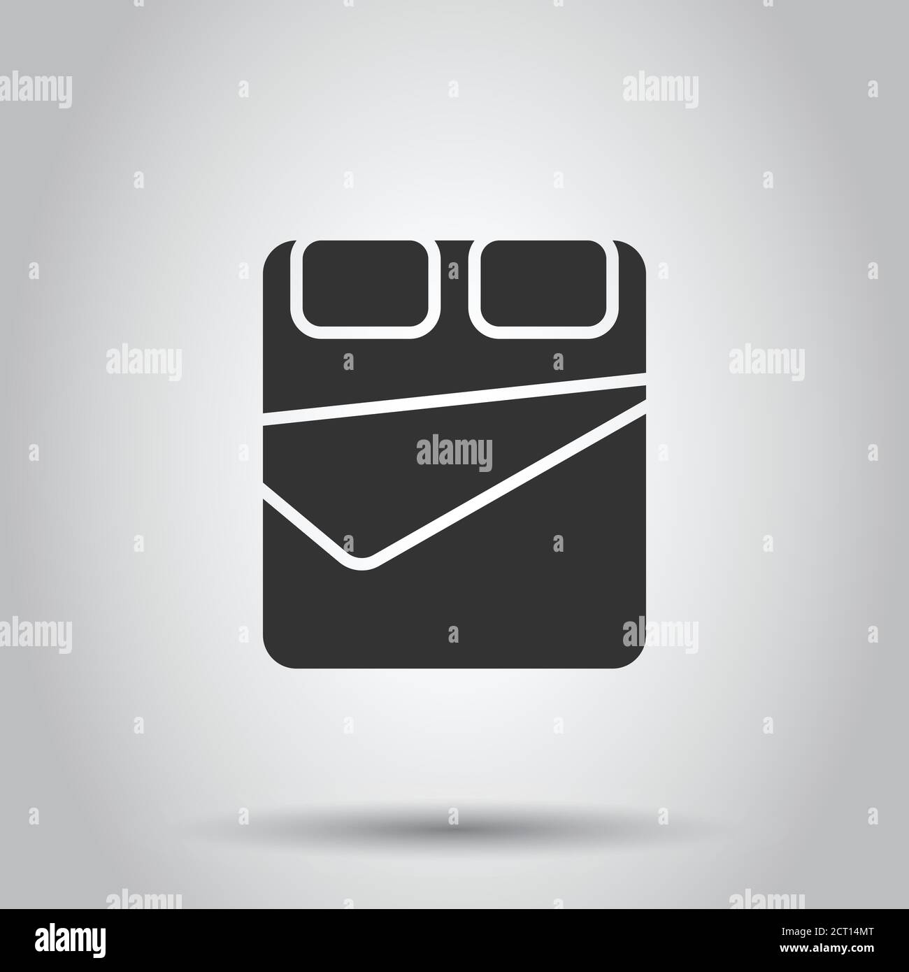 Bed icon in flat style. Bedroom sign vector illustration on white ...