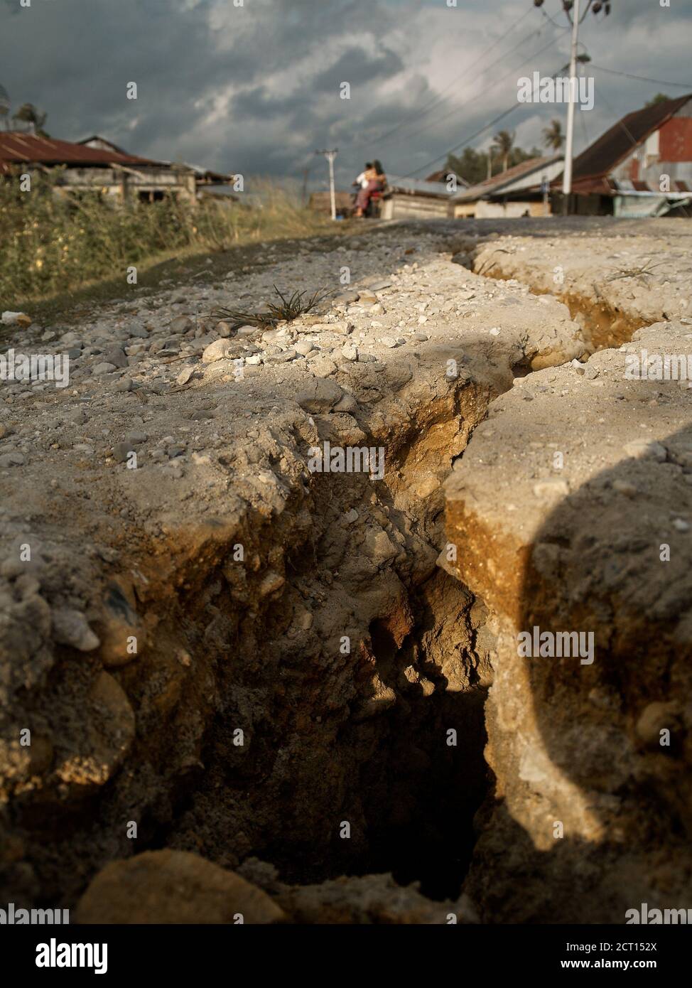 Damaged and Cracked road surface after earthquake Stock Photo - Alamy