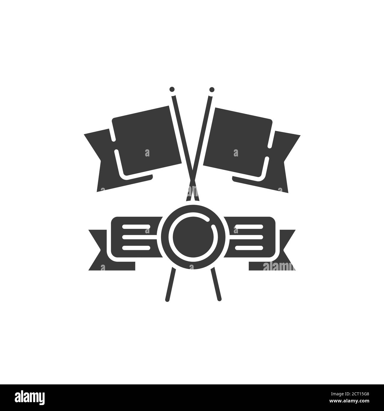 Victory flags black glyph icon. Championship. Goal achievement. Sign ...
