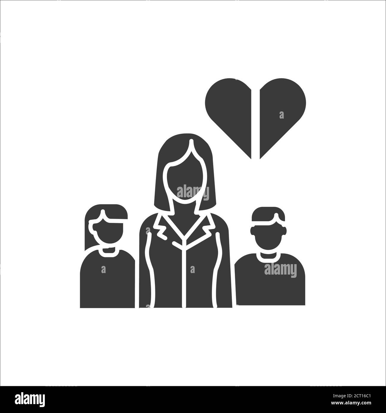 Single mother black glyph icon. Inferior family. Social problem concept ...