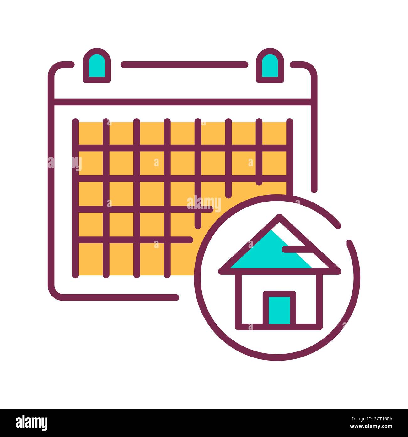 Booking date color line icon. Date of reservation an appartment. ertain ...