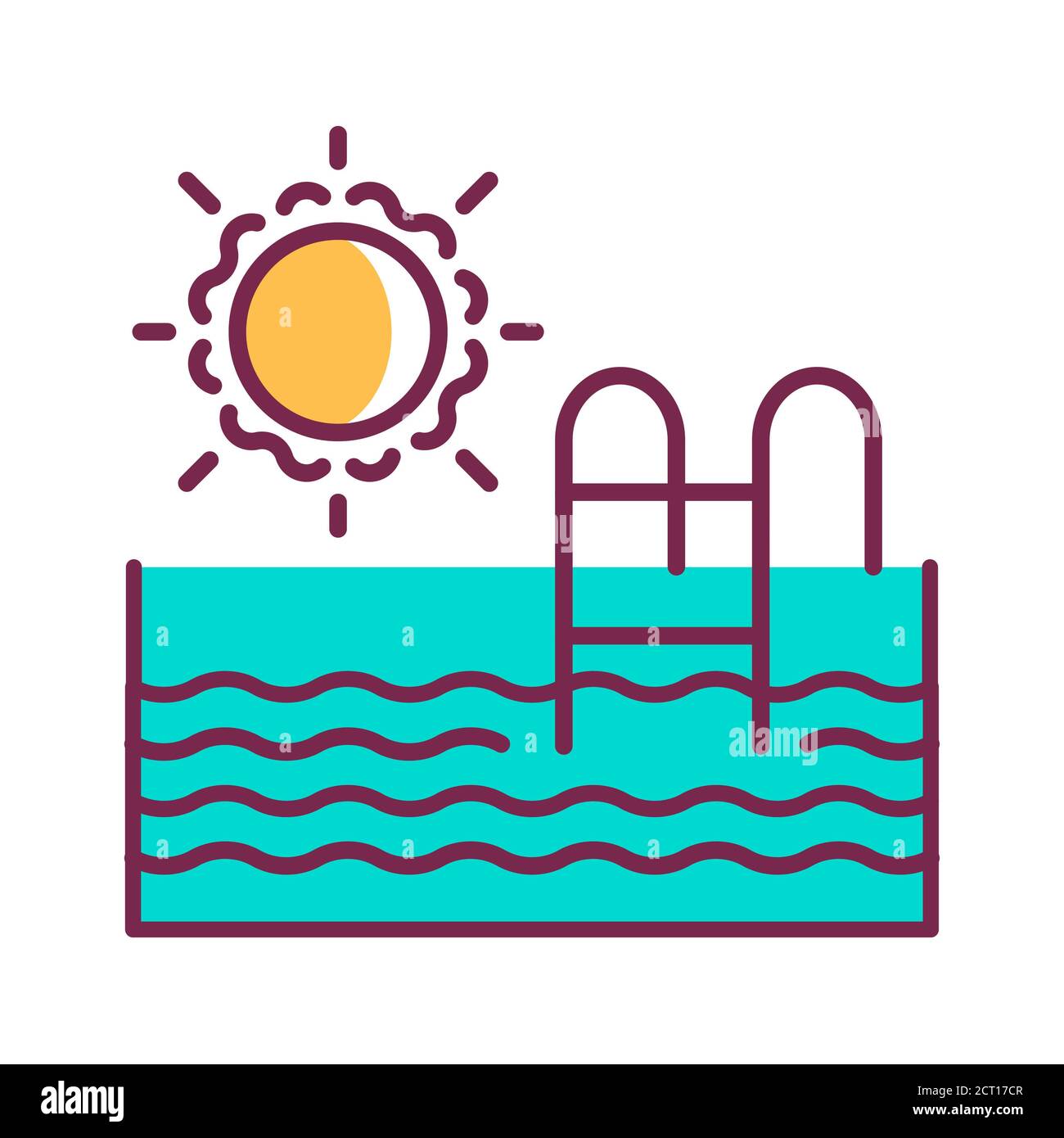 Swimming pool color line icon. House amenities sign. Outdoor recreation ...