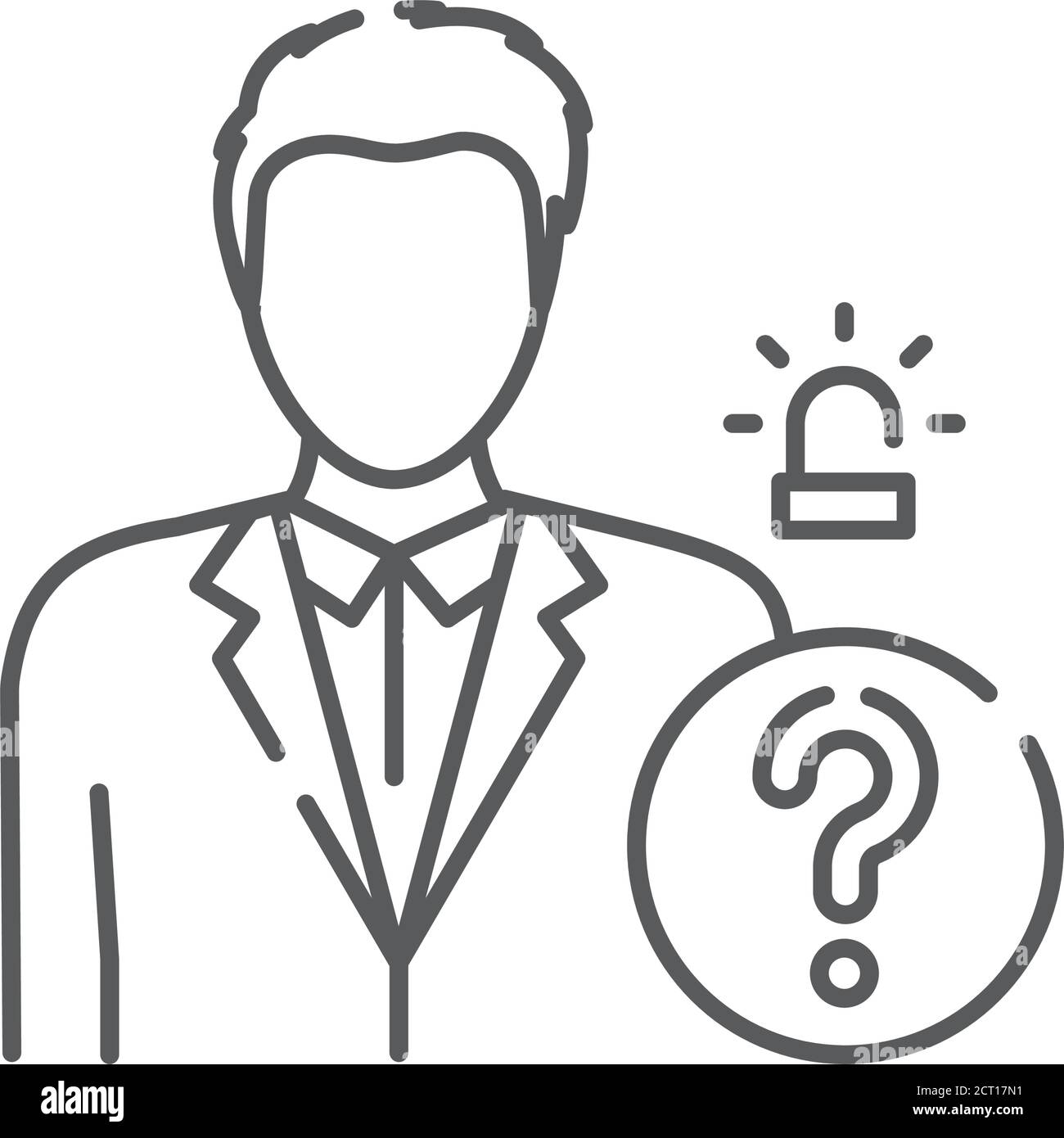 Criminal court line black icon. Defendant and question mark. Law ...