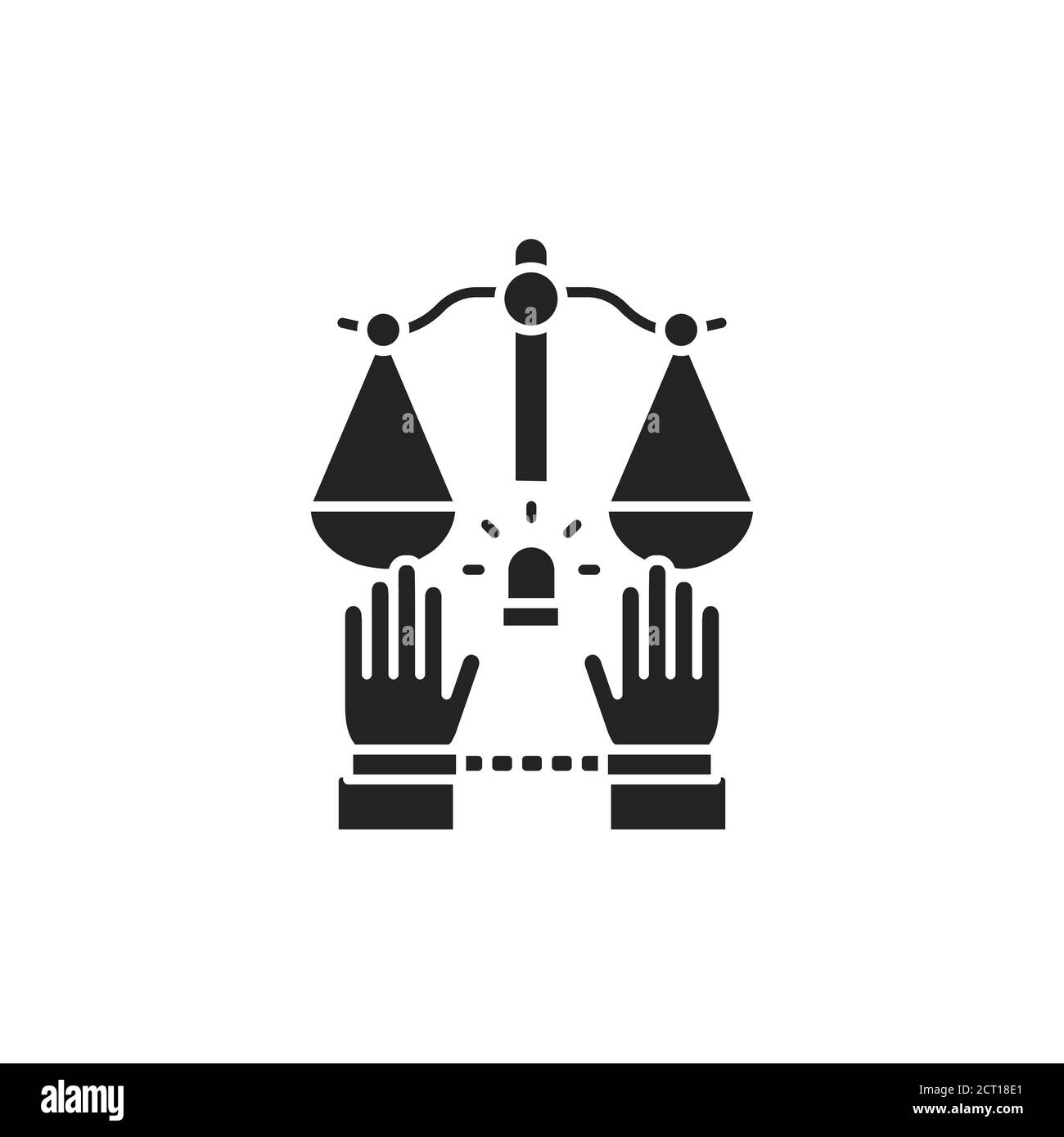 Criminal court glyph black icon. Convicted man in handcuffs concept ...