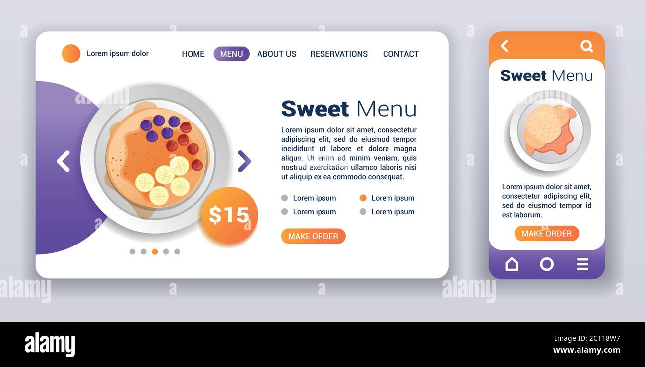 Sweet menu web banner and mobile app kit. Order and delivery Stock ...