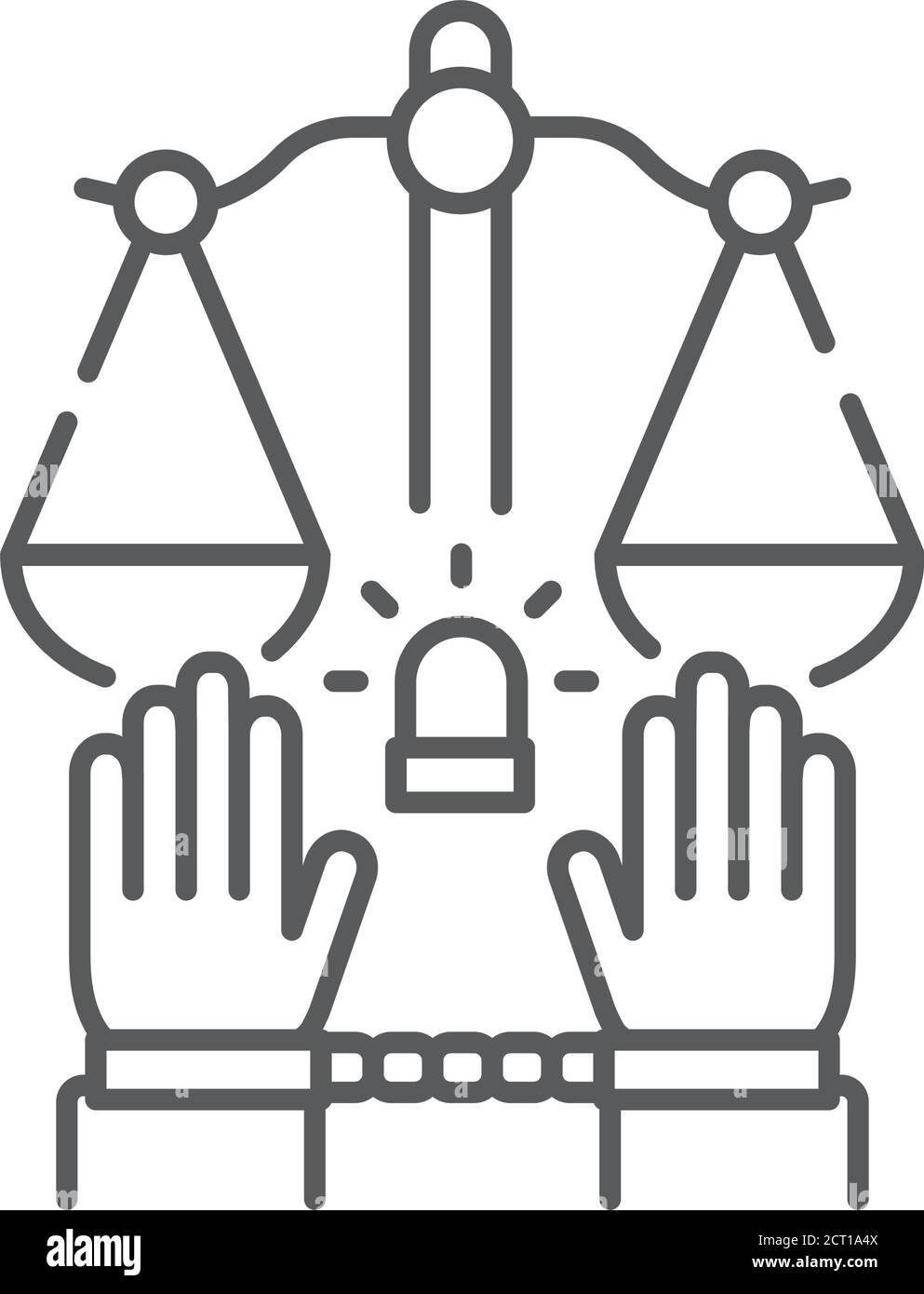 Criminal court line color icon. Convicted man in handcuffs concept. Law ...