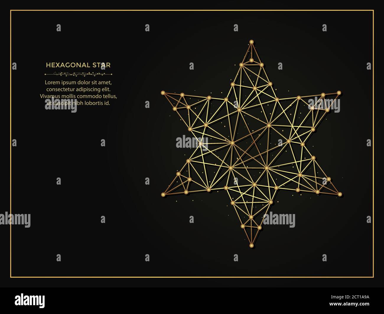 Gold hexagonal frame particles Stock Vector Images - Alamy