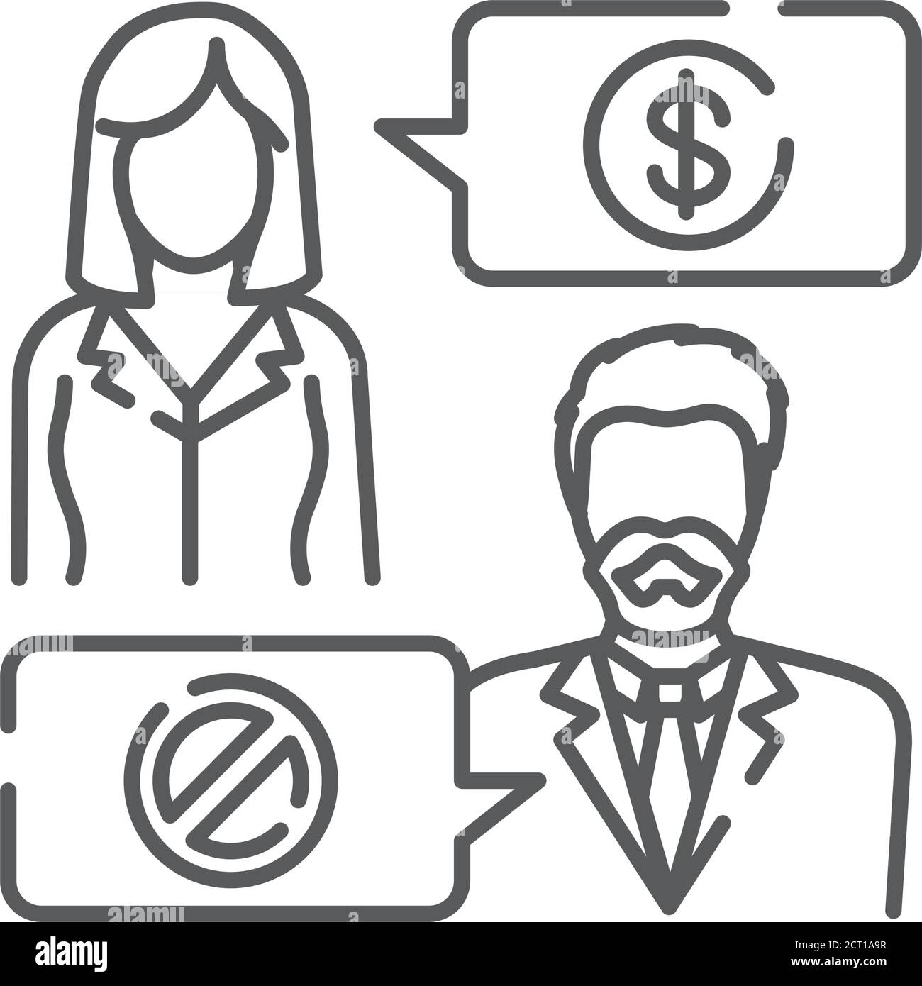 Refusal of a bribe line black icon. Business bribery and kickback ...