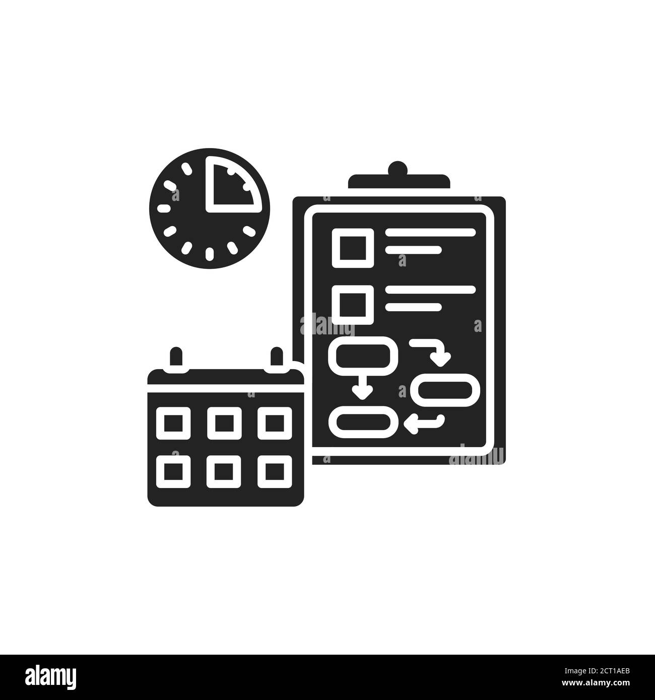 Workflow planning and control black glyph icon. Time management concept ...