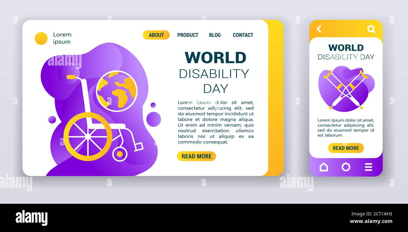 World disability day web banner and mobile app kit. Cross platform ...