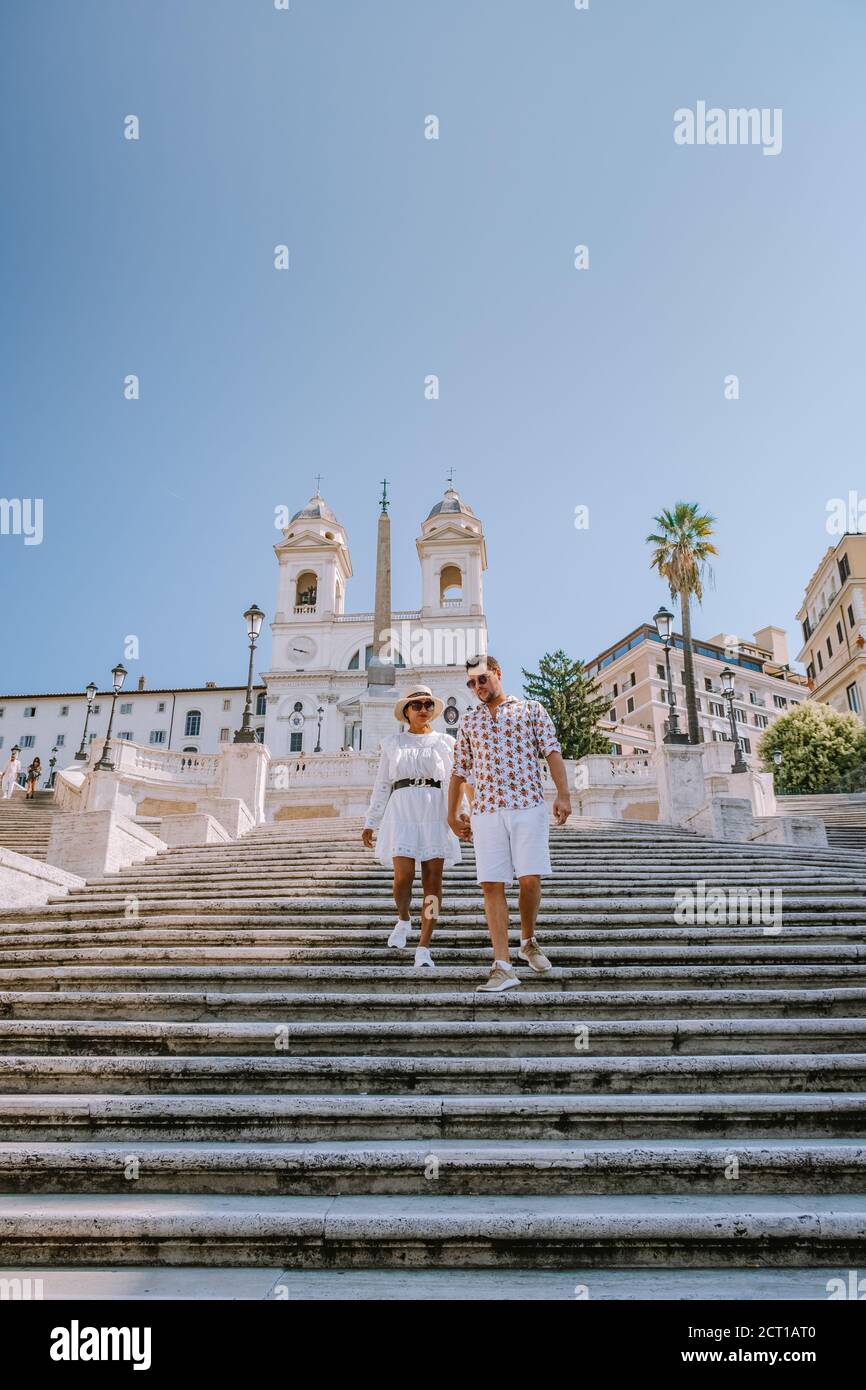 The Spanish Steps in Rome, Italy. The famous place is a great example ...