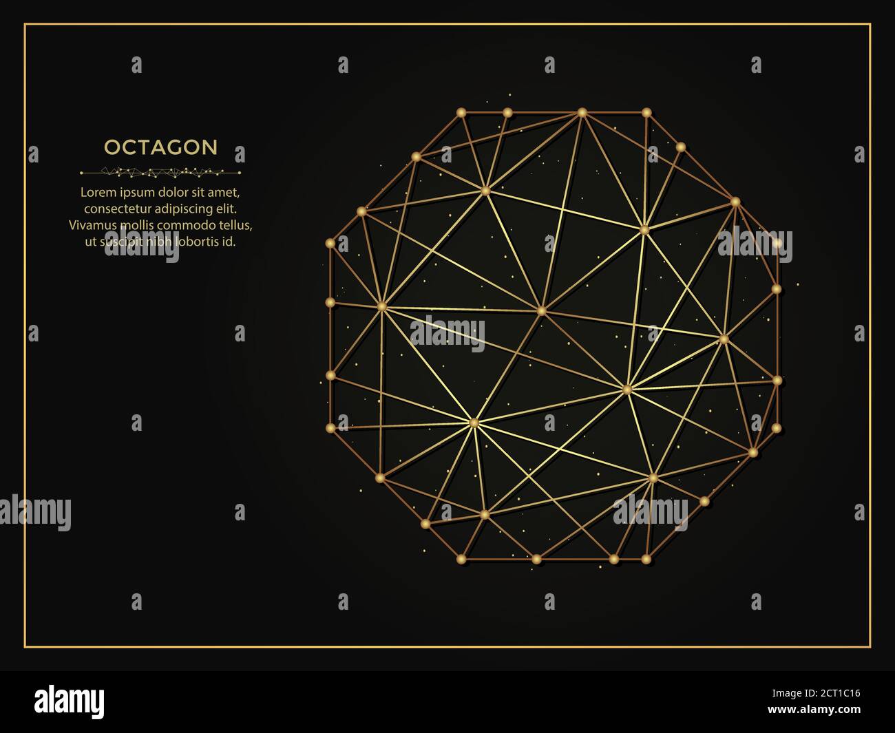 Octagon golden abstract illustration on dark background. Geometric ...