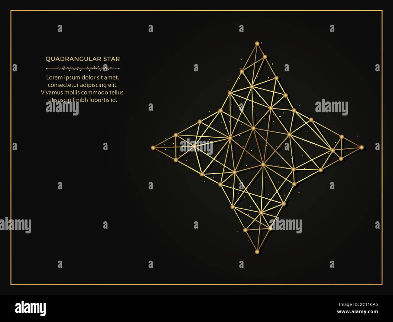Quadrangular star golden abstract illustration on dark background ...