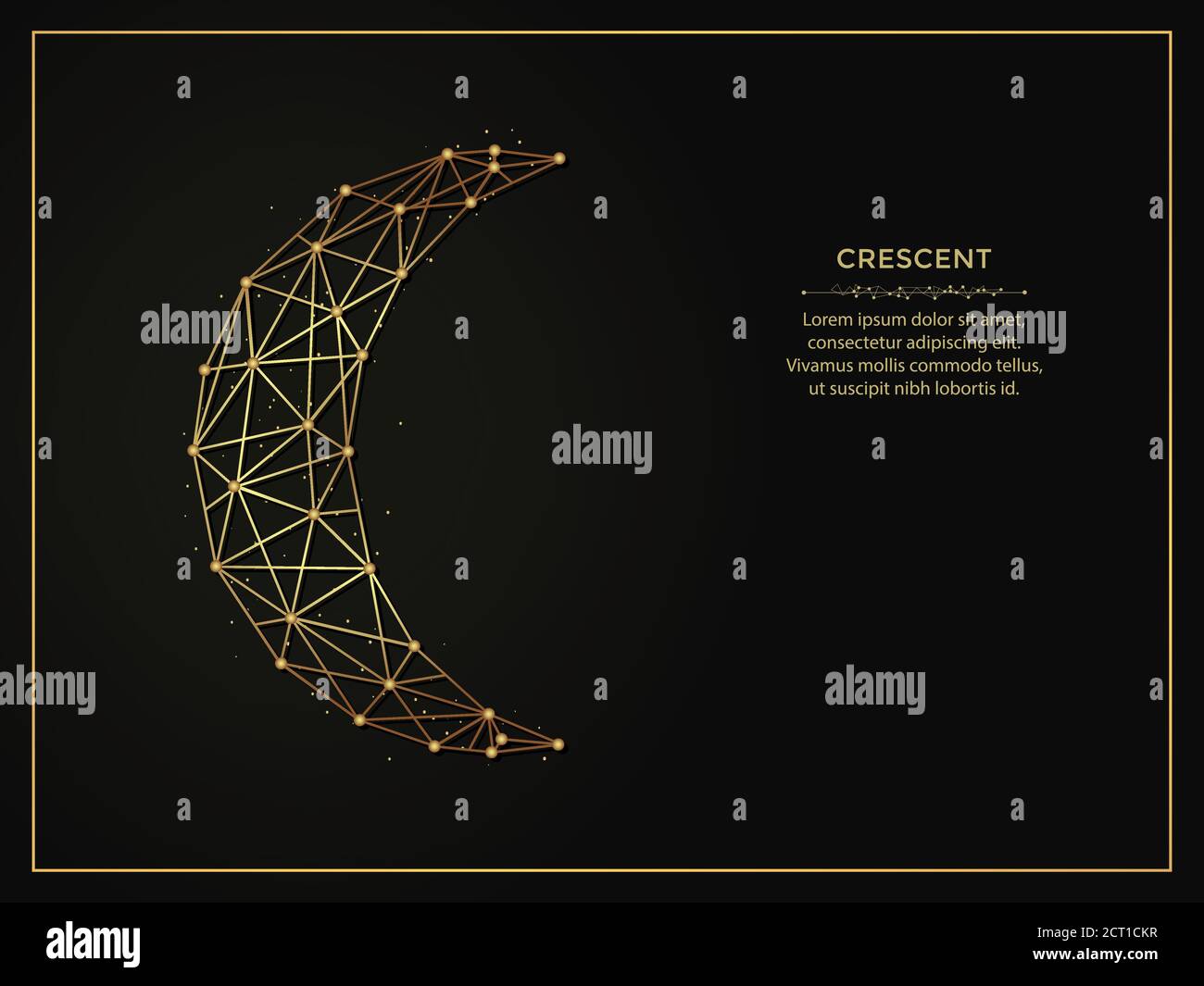 Crescent golden abstract illustration on dark background. Geometric ...