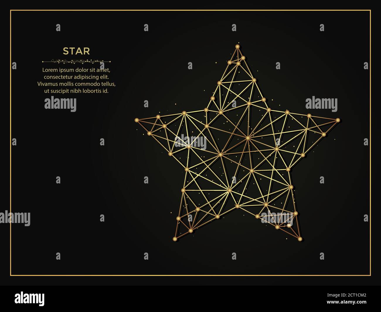 Pentagonal Star golden abstract illustration on dark background ...