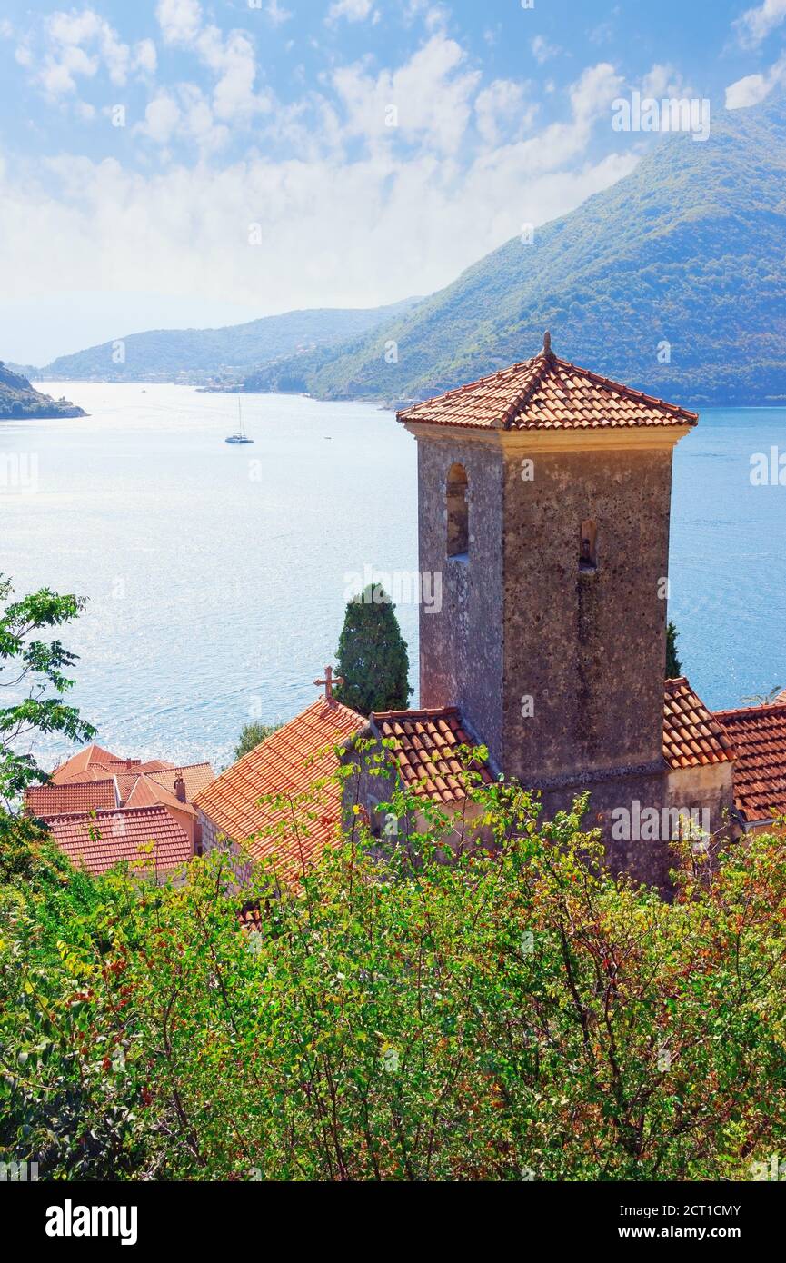 Beautiful autumn Mediterranean landscape. Montenegro. View of Kotor Bay ...