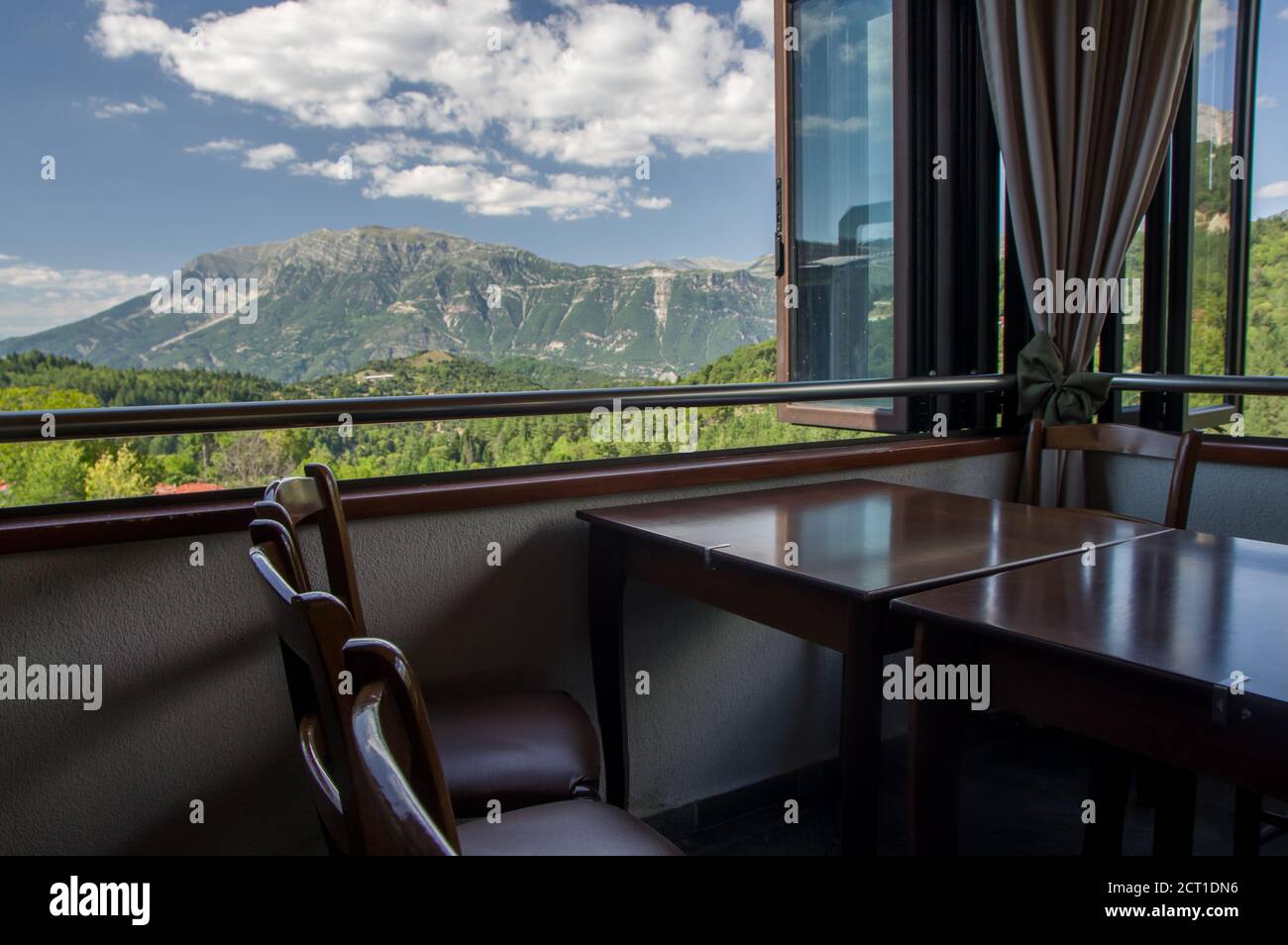 Mountain view from a traditional taverna restaurant in Pramanta in ...