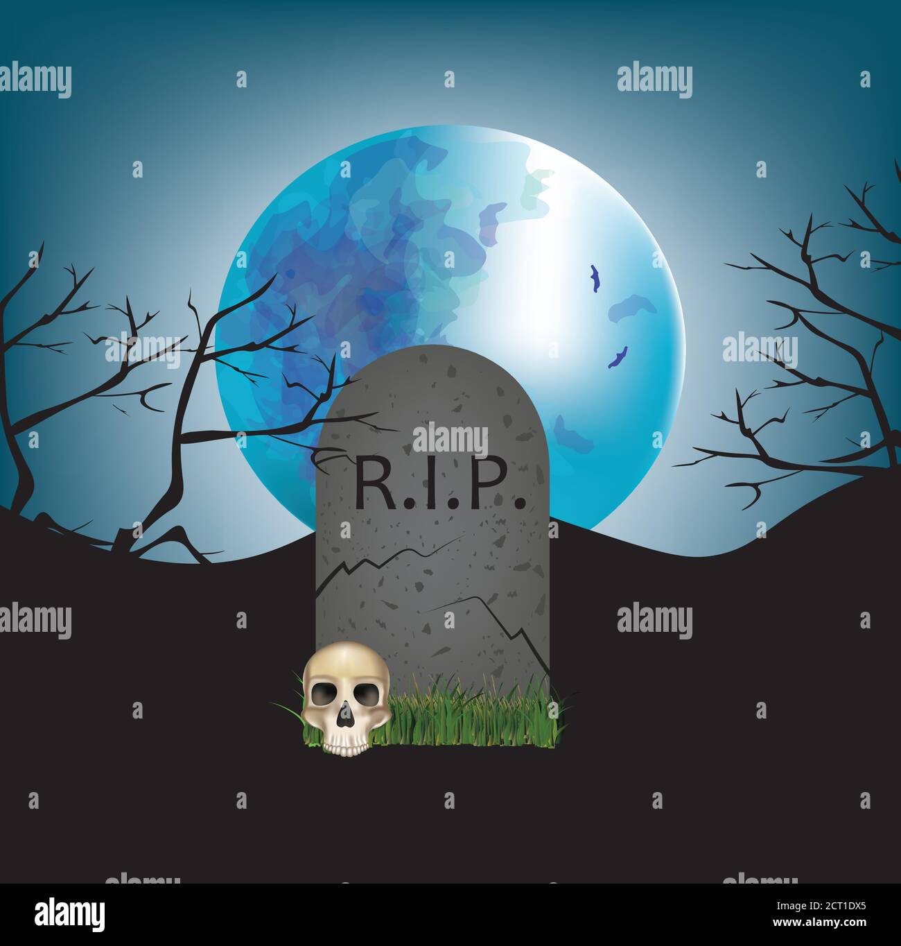 Grave rip with skull. vector Stock Vector Image & Art - Alamy