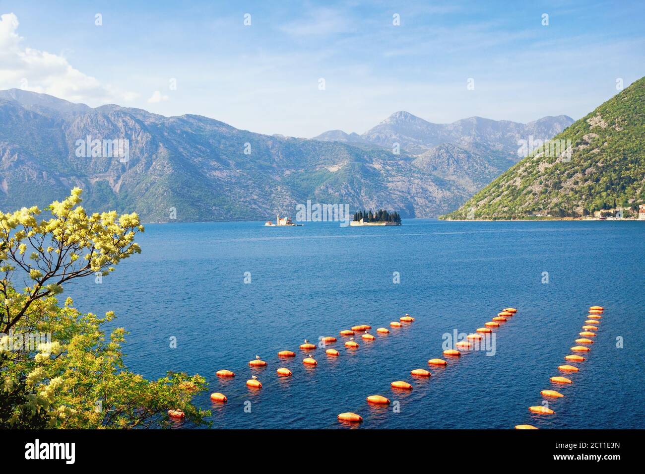 Beautiful spring Mediterranean landscape. Montenegro, Adriatic Sea, Bay ...