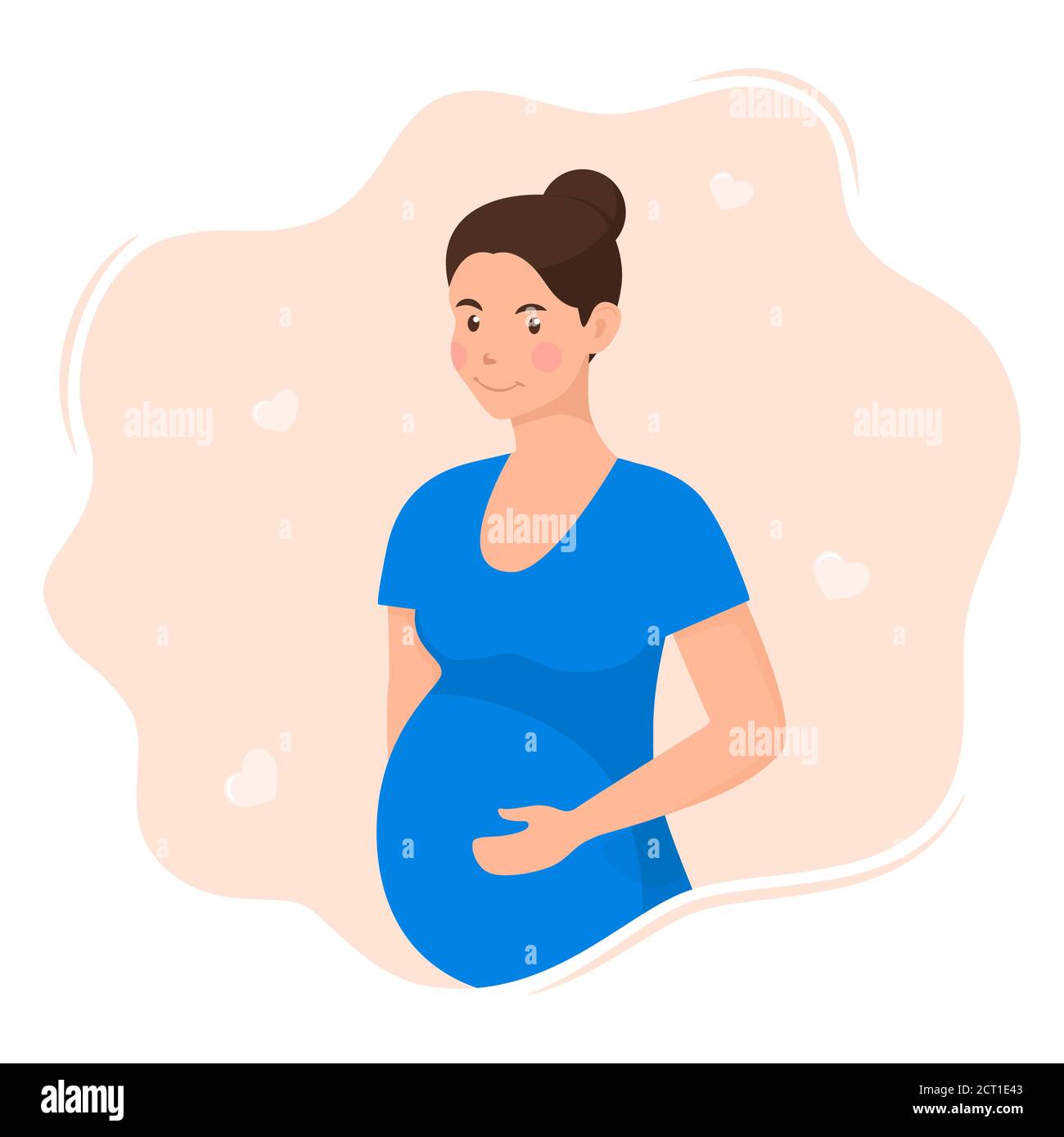 Happy young pregnant woman with big belly. Beautiful pregnant woman ...