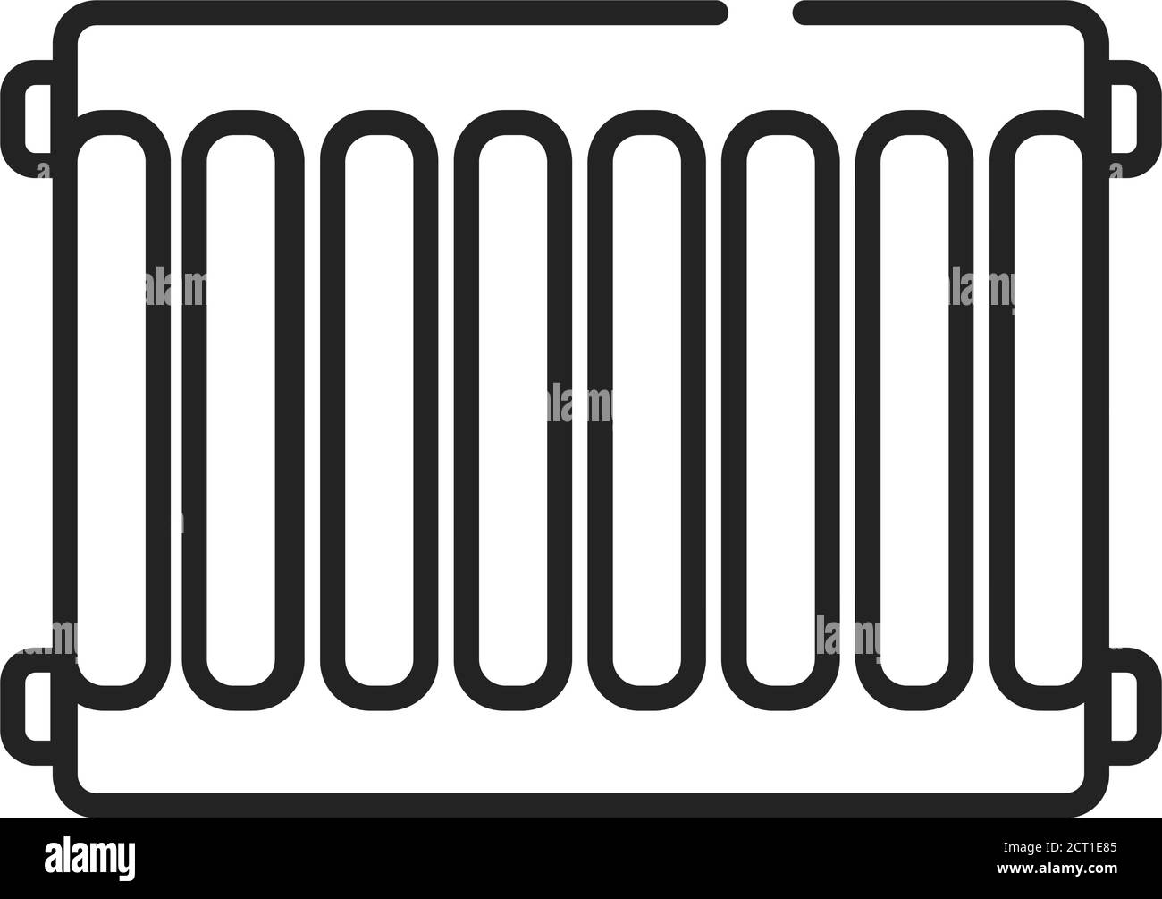 Steel radiators of heating in the house black line icon on white ...