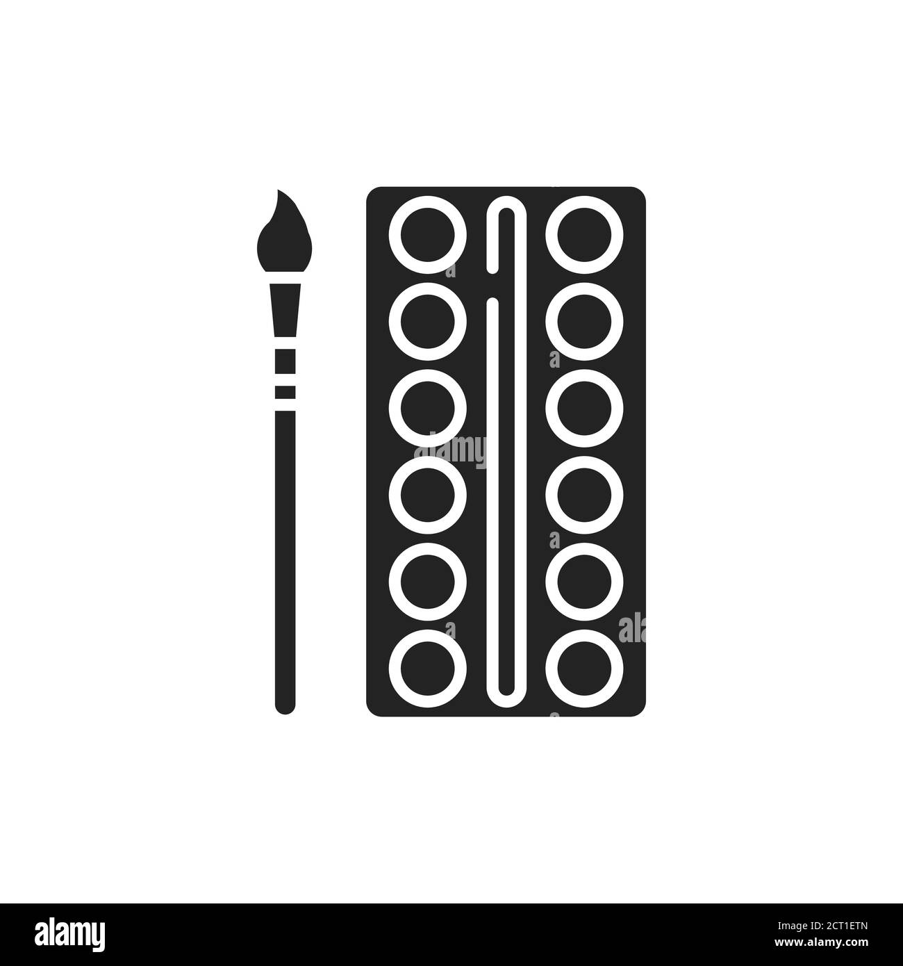 Watercolor paintbox black glyph icon. School supplies. Sign for web ...