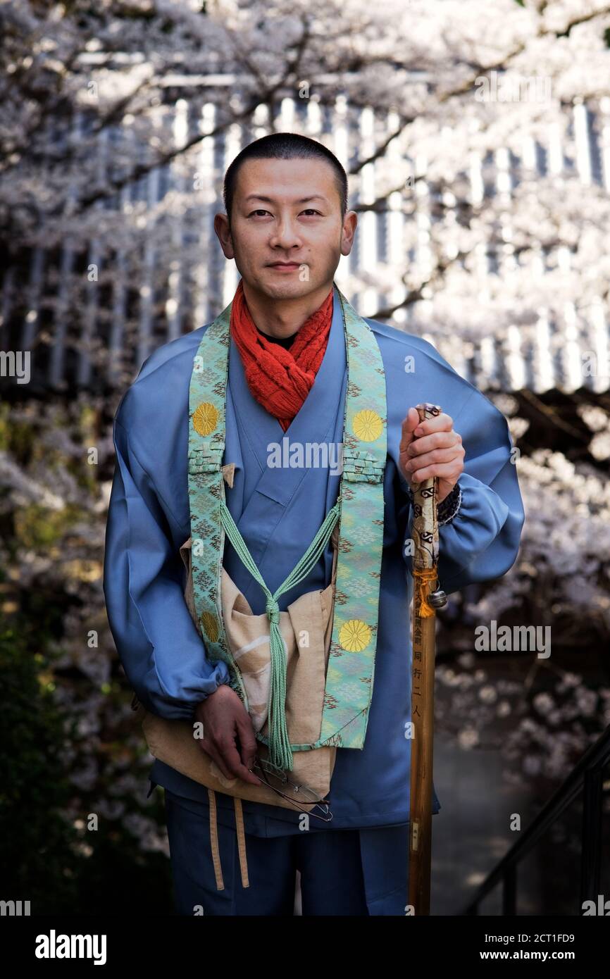 Japanese pilgrim monk (Henro) in Dainiciji temple, on the Shikoku ...