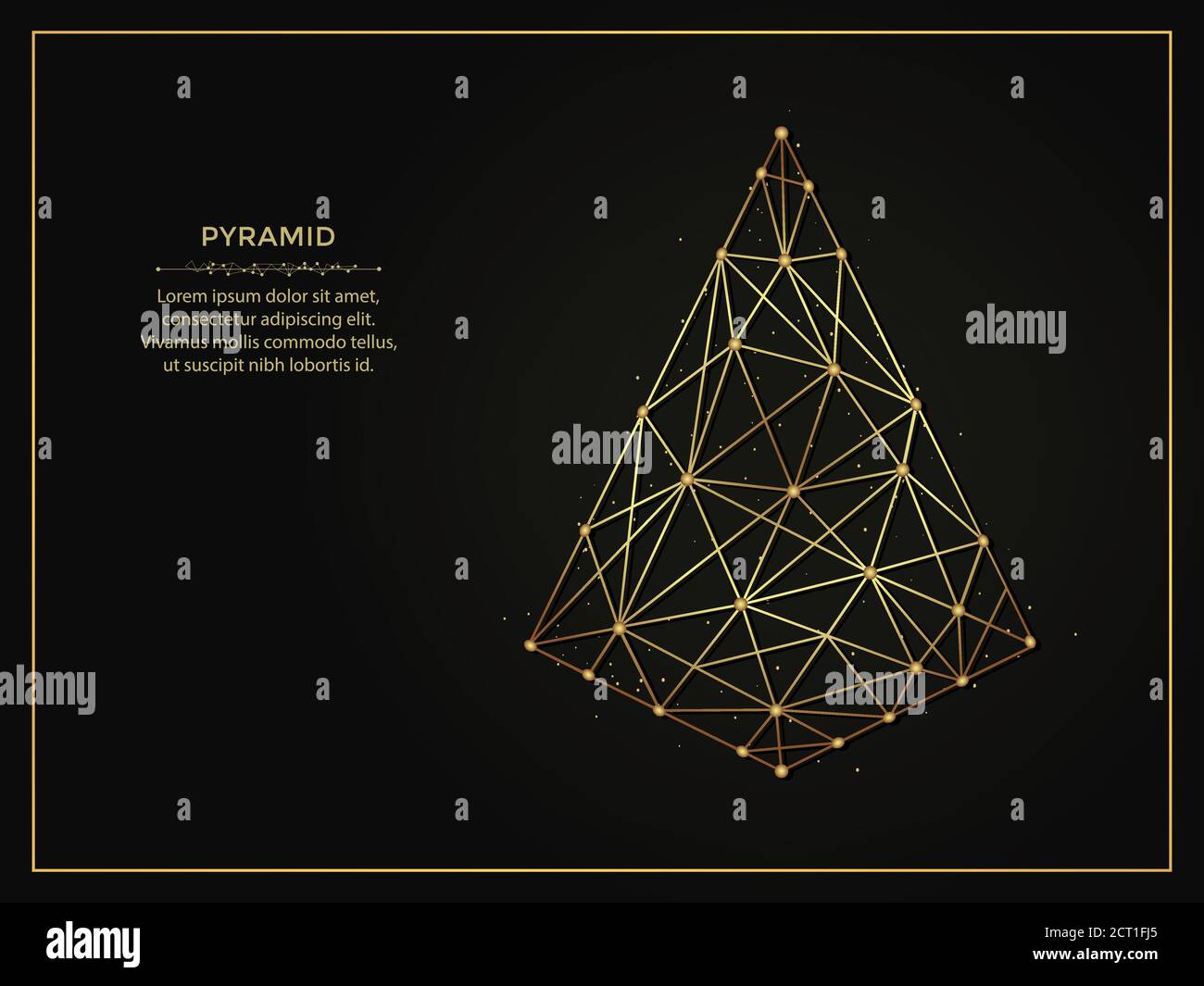 Pyramid golden abstract illustration on dark background. Geometric ...