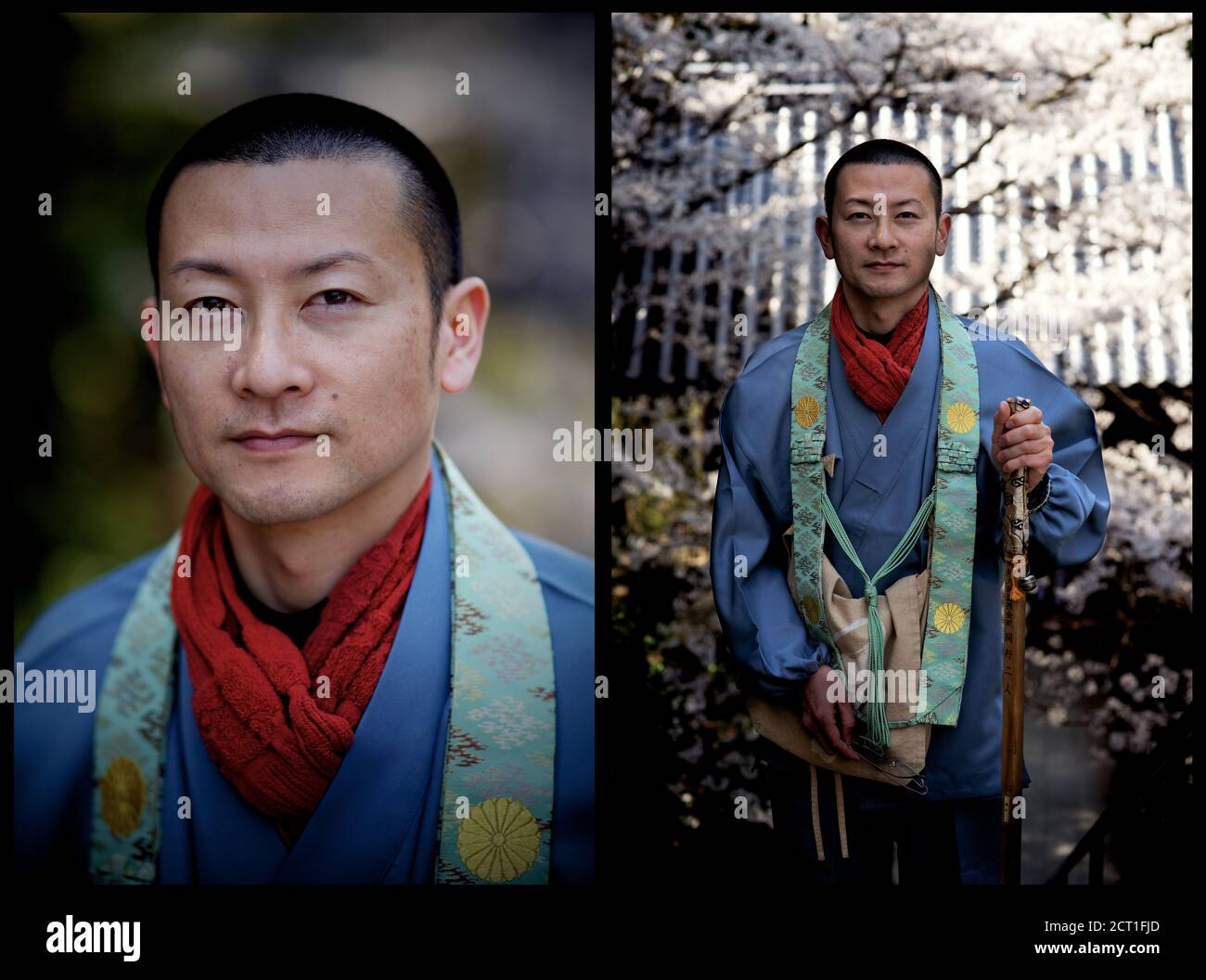 Japanese pilgrim monk (Henro) in Dainiciji temple, on the Shikoku ...