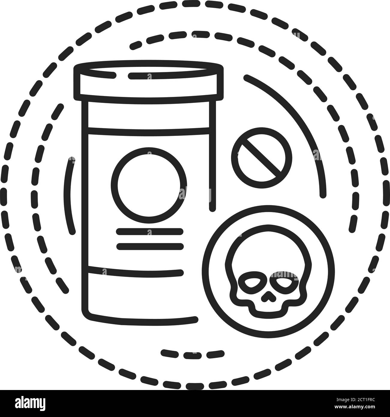 Addiction of narcotic drugs, psychotropic substances black line icon ...