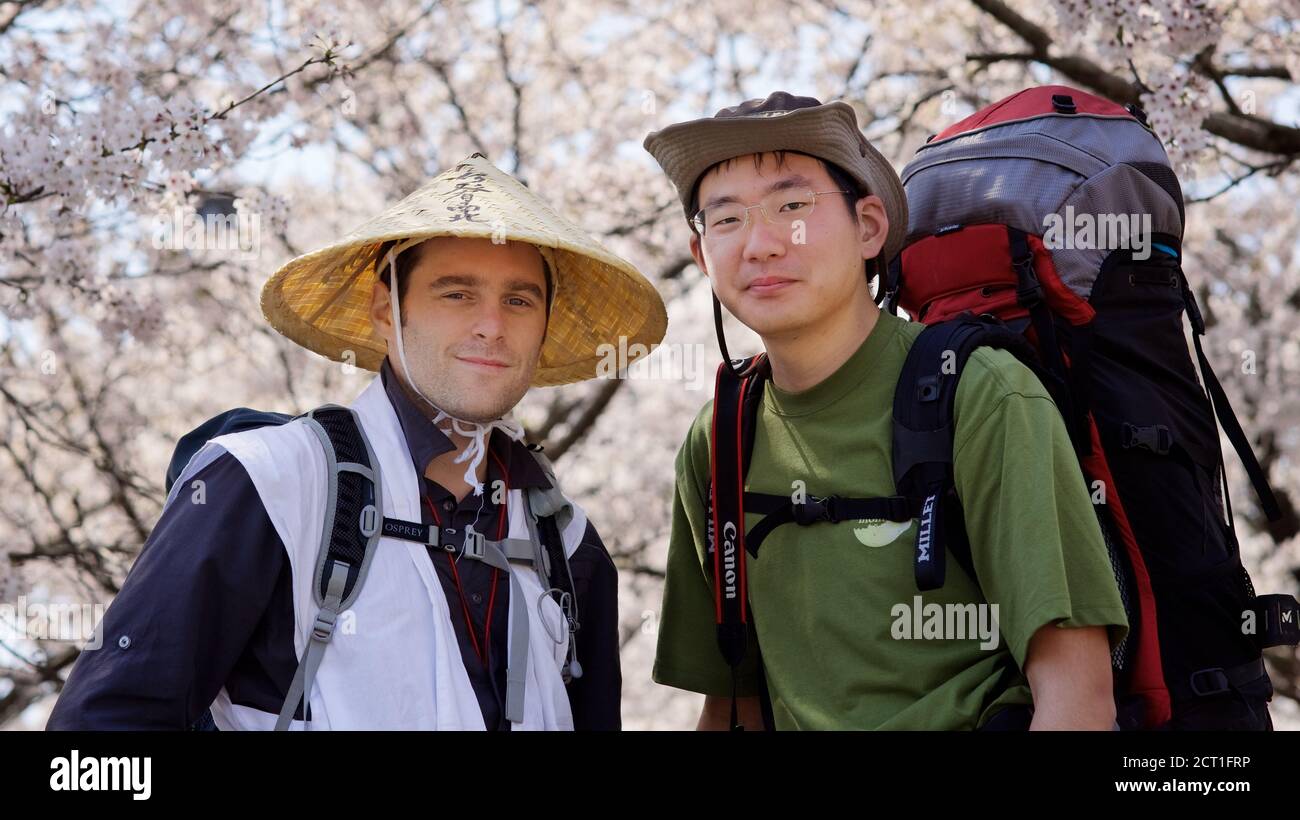 Henro (pilgrim) in Anrakuji temple, Shikoku, Japan 2012. Occidental ...