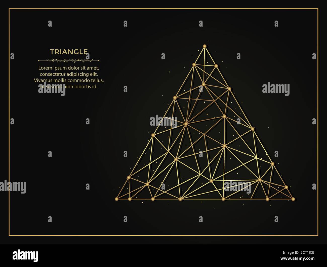 Triangle or delta golden abstract illustration on dark background ...