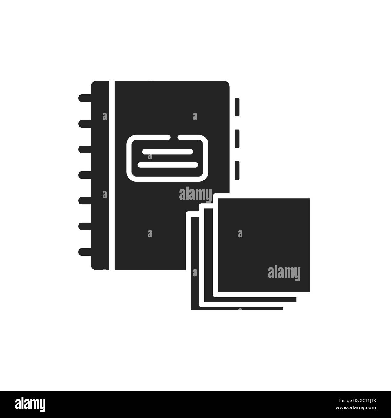 Notebook and note paper black glyph icon. School supplies. Sign for web ...