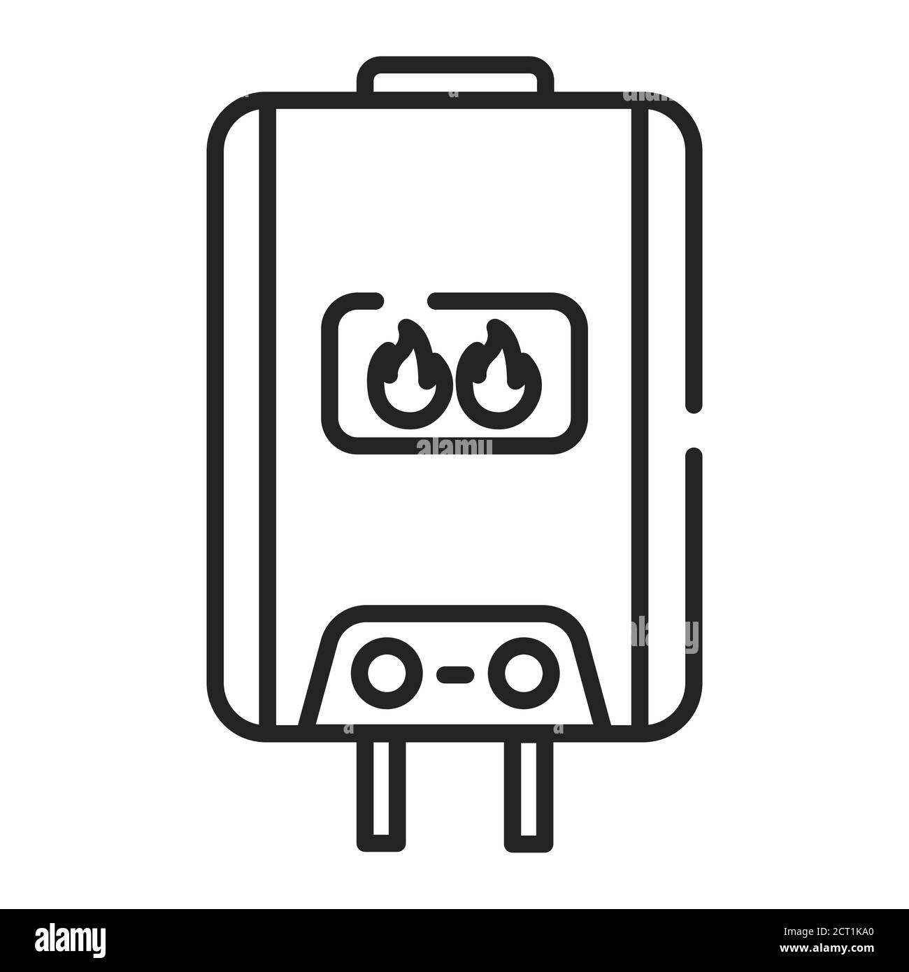 Gas water heater for home black line icon on white background. Home ...
