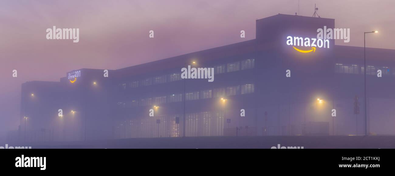 Amazon Fulfillment Center in the morning fog Stock Photo - Alamy