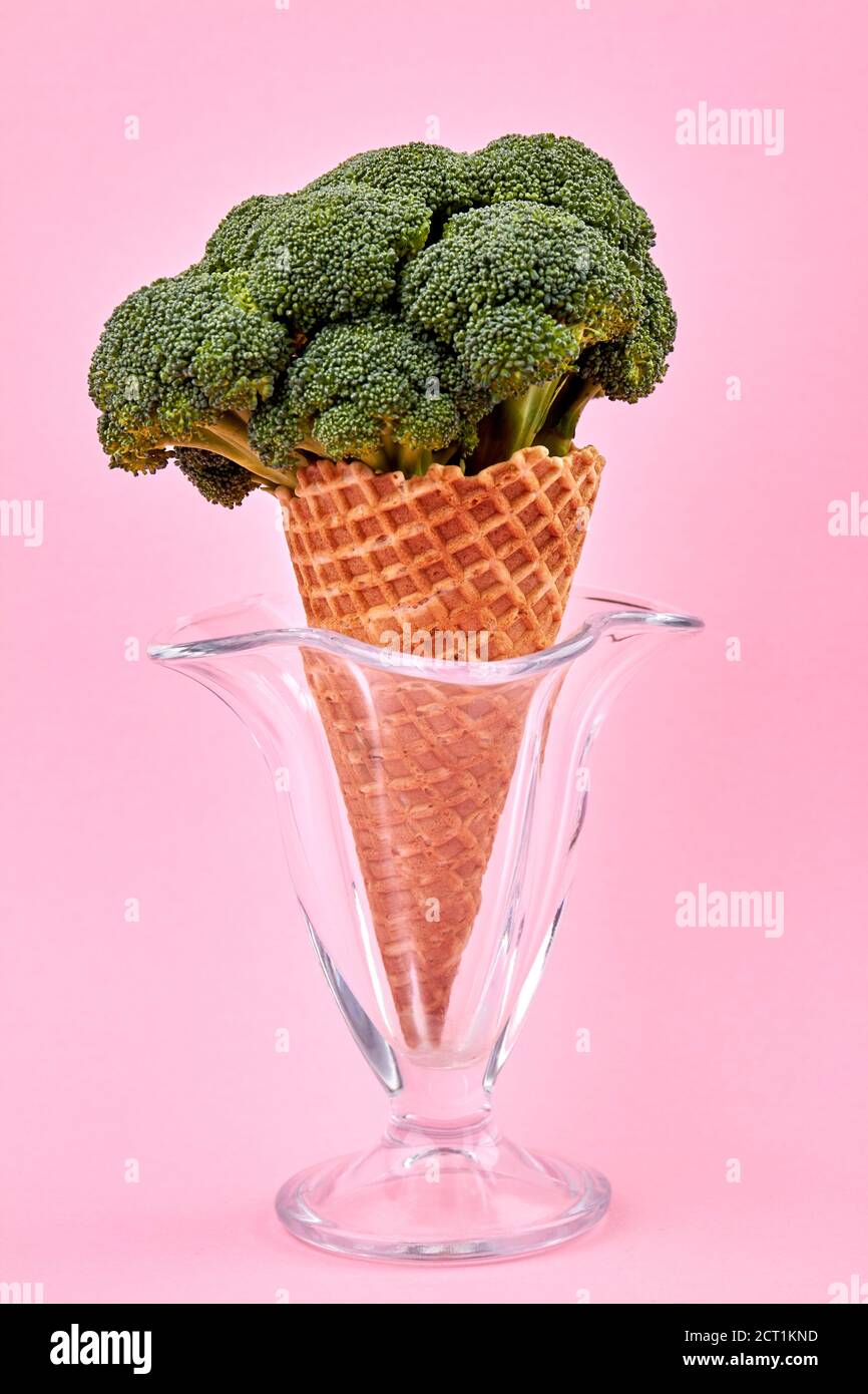 Ice-cream broccoli in a glass cup Stock Photo - Alamy