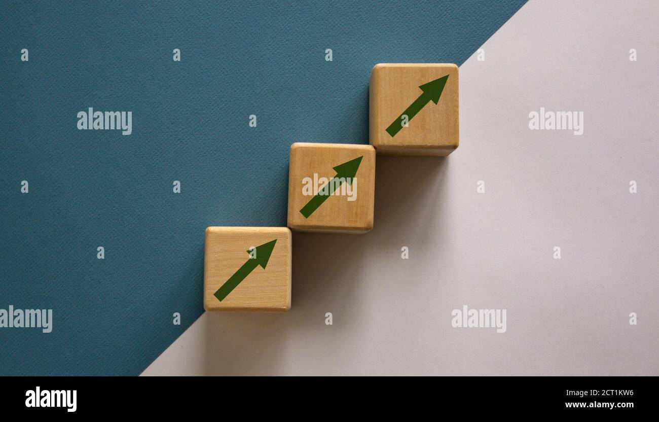 Business concept growth success process. Wood block stacking as step ...