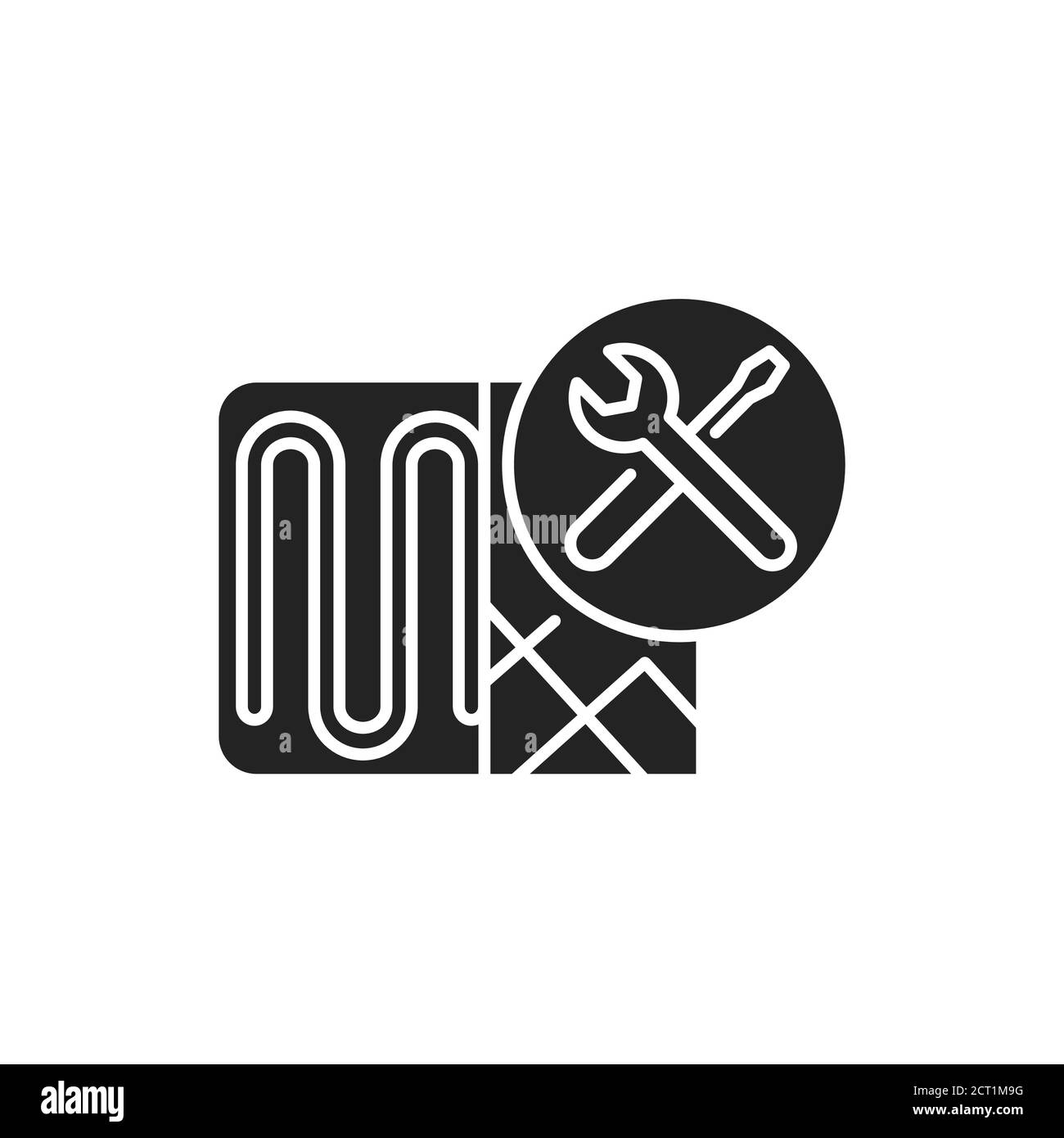 Heating installation black glyph icon. Setting a mechanism for ...