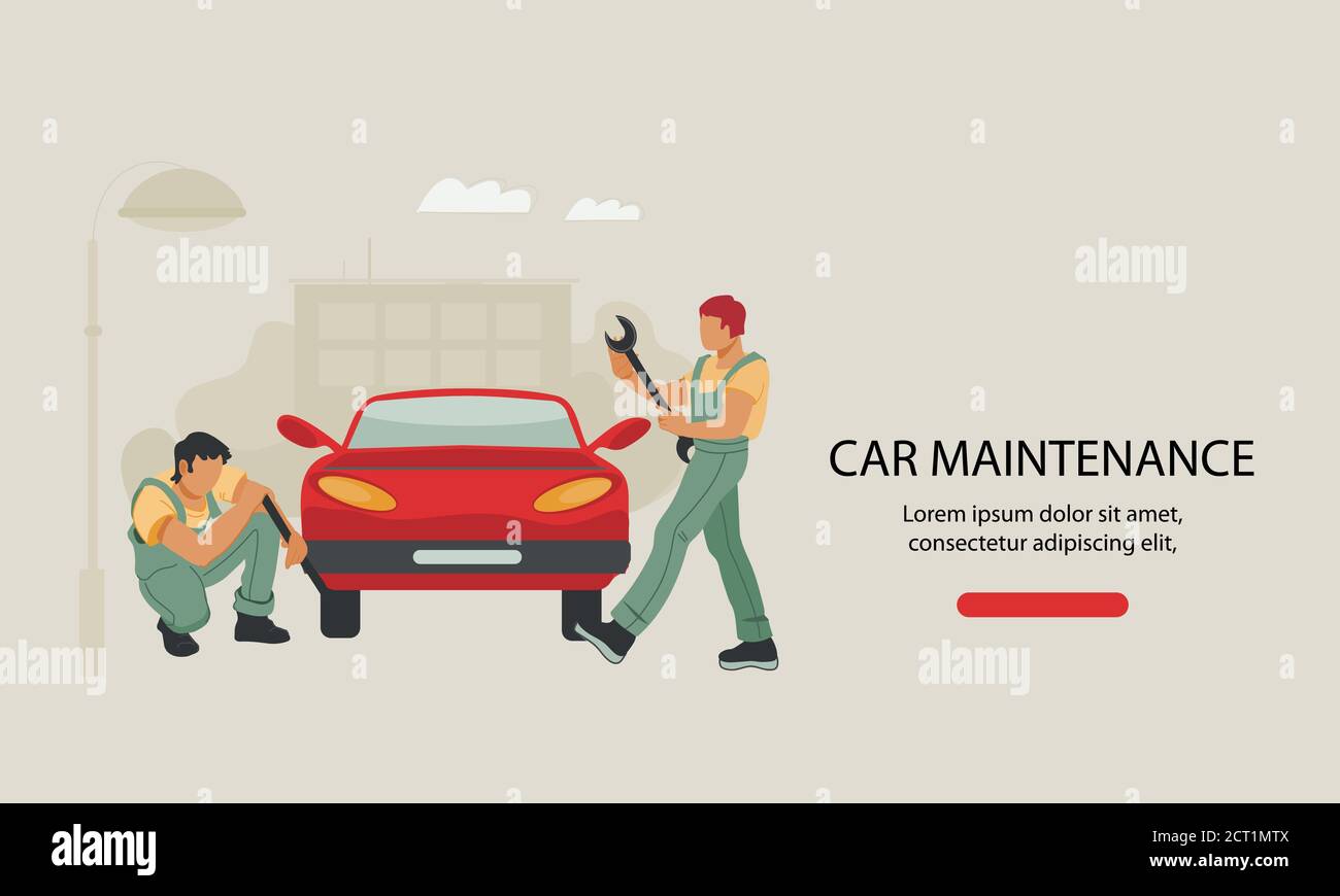 Car mechanic auto landing web page vector garage repair hi-res stock ...