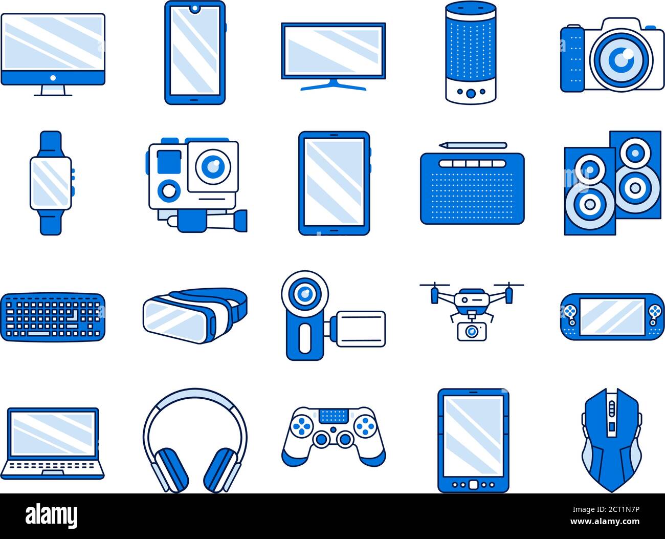 Gadgets color line icons set. Electronic devices. Designed to ...