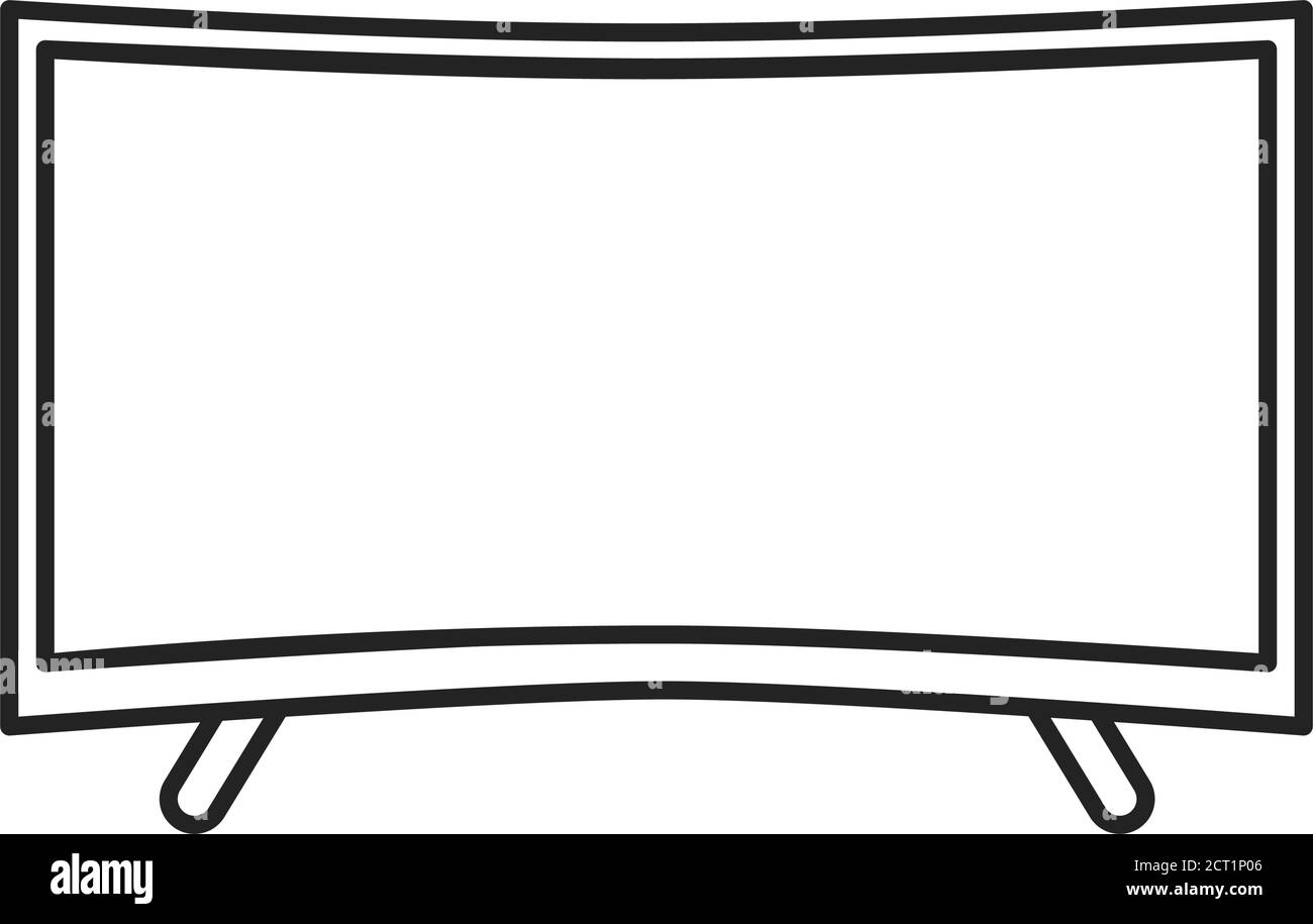 Curved screen black line icon. Type of tv screen. Allowing a wider ...