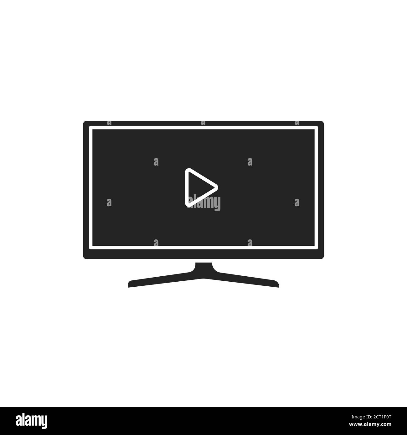 TV display black glyph icon. Watching a movie or video in high ...