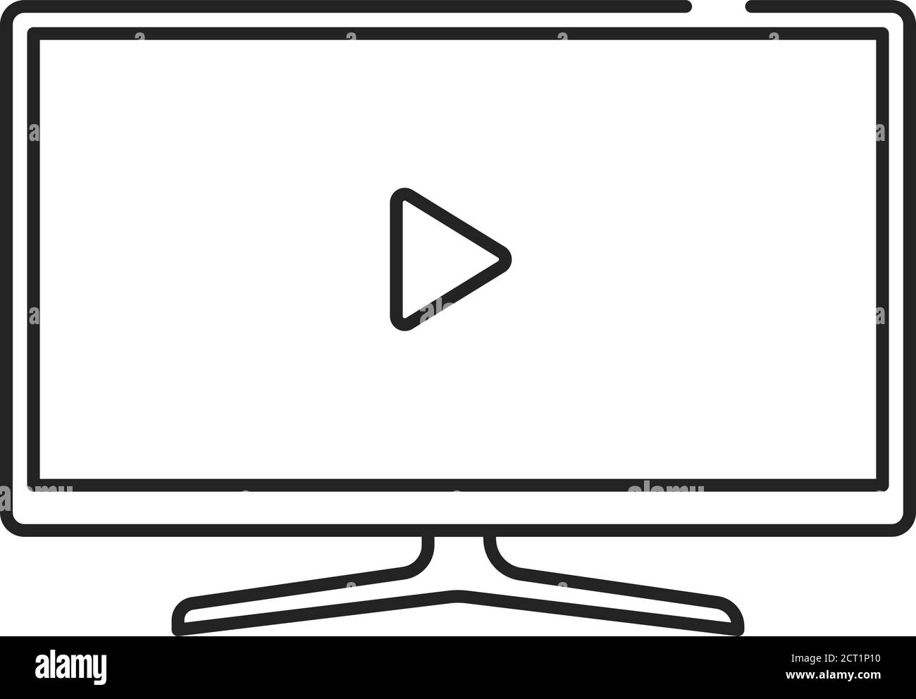 TV display black line icon. Watching a movie or video in high ...