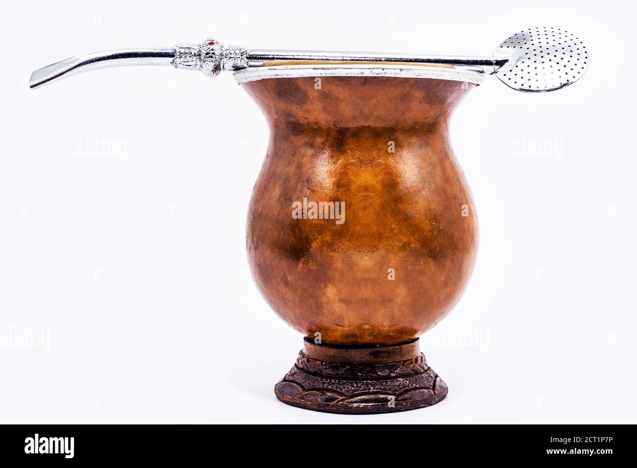 cup of mate, called chimarrão, from South America. White isolated ...