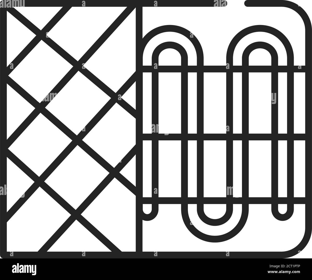 Heater black line icon. Device for supplying heat, for example a ...