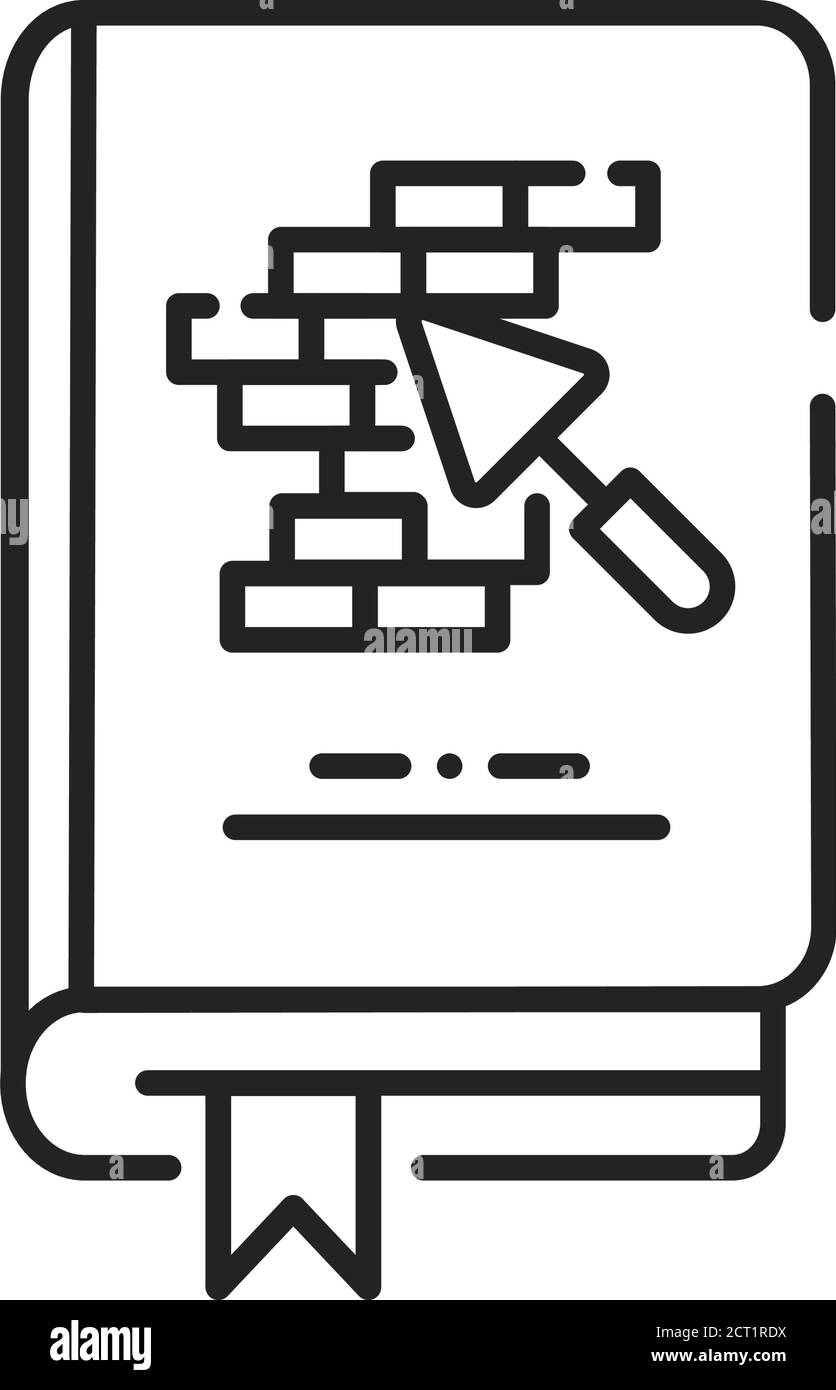 Construction and repair book black line icon. Basic knowledge about ...