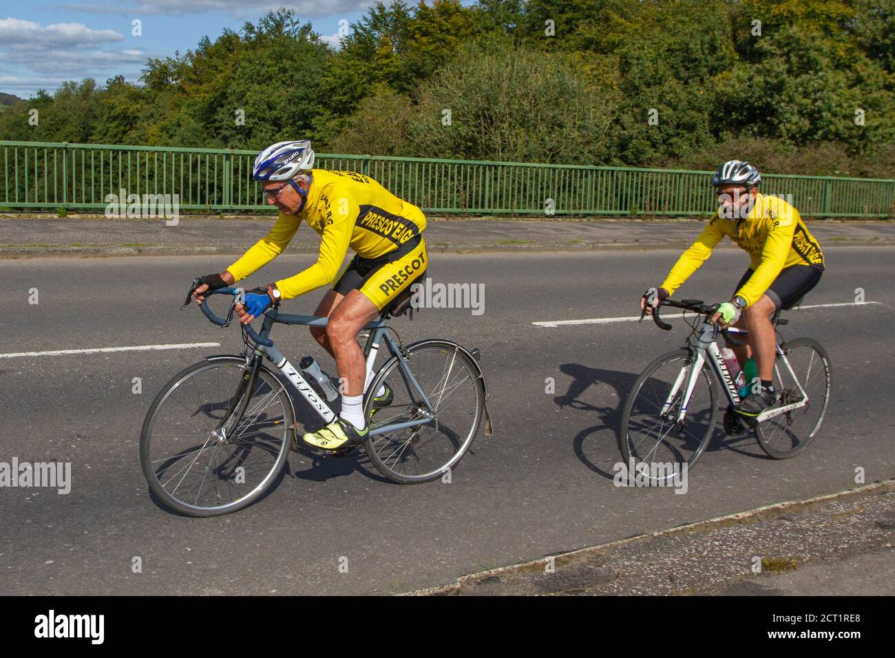 Two members of Prescott Eagles Cycling Club; Sports cyclists riding ...