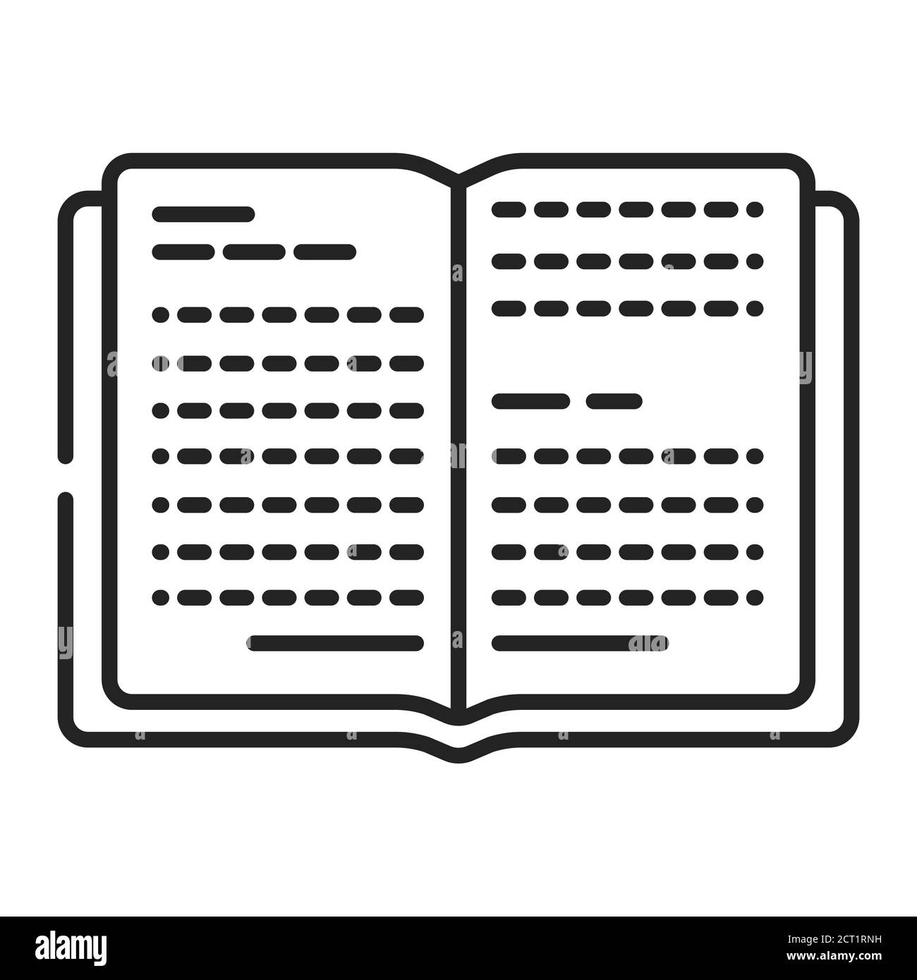 Open book black line icon. Book in expanded form, which can be ...
