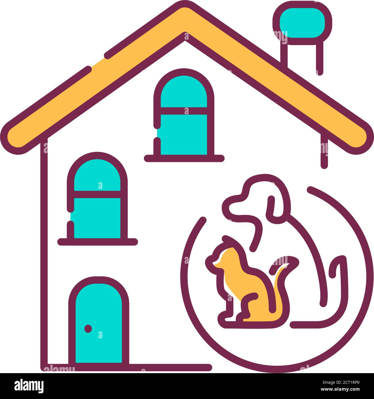 Pets allowed color line icon. Indicates whether pets are allowed to ...